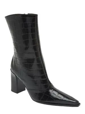 Schutz Schutz Raffaela Pointed Toe Bootie Black Embossed