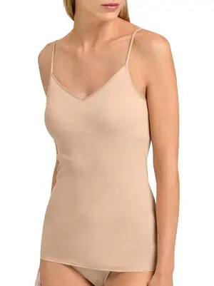 Hanro Seamless Padded Cotton Camisole - Beige