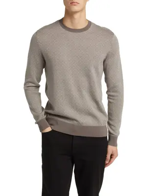 Emporio Armani Geometric Jacquard Virgin Wool Sweater - Tan