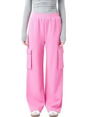 GREY LAB Stretch Cotton Knit Wide Leg Pants - Pink
