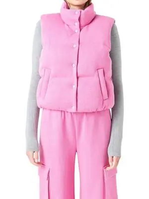 GREY LAB Knit Puffer Vest - Pink