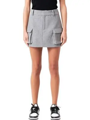 GREY LAB Wool-blend Mini Cargo Skirt - Grey