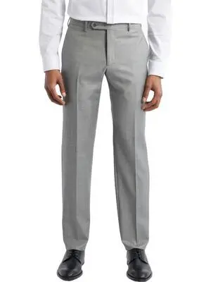 Zanella Parker Classic Wool Sharkskin Trousers - Grey