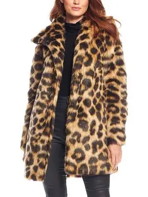 FABULOUS FURS DONNA SALYERS FABULOUS FURS Leopard Print Faux Fur Coat