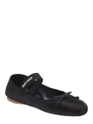 Miu Miu Logo Strap Ballet Flat - Black