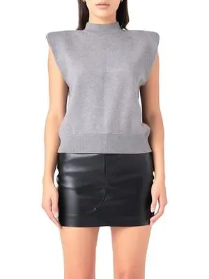 GREY LAB Mock Neck Knit Top - Heather Grey