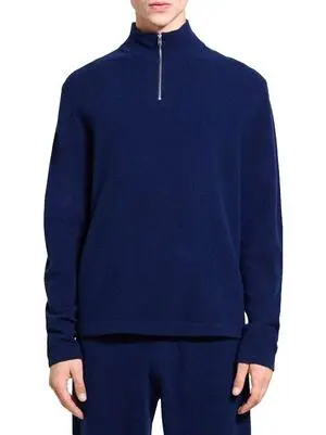 Theory Geder Quarter-zip Merino Wool Sweater - Blueberry