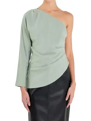 GREY LAB Gathered One-shoulder Top - Sage