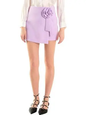 Endless Rose Rosette Faux-wrap Mini Skirt - Lilac