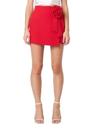 Endless Rose Rosette Faux-wrap Mini Skirt - Red