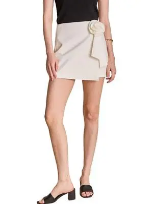 Endless Rose Rosette Faux-wrap Mini Skirt - White