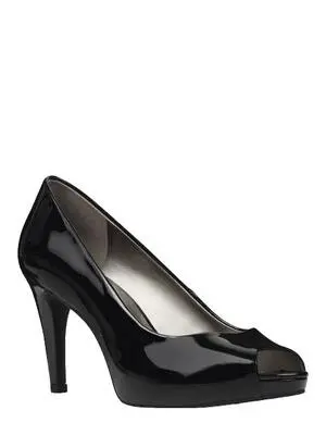 Bandolino Rainaa Peep Toe Pumps - Black Patent