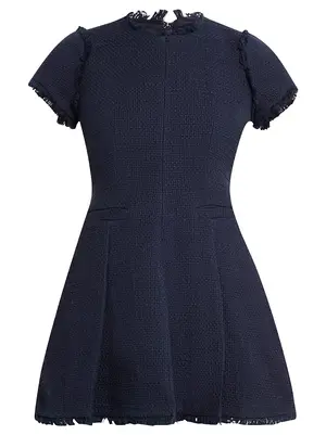 Cinq À Sept Cinq A Sept Nova Cotton Boucle Pleated Mini Dress Navy