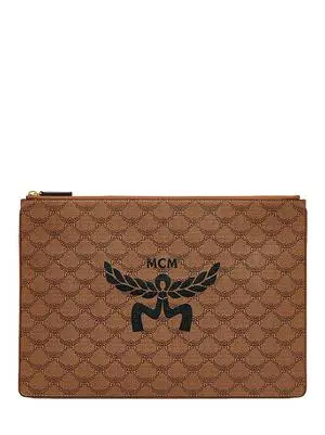 Mcm Himmel Lauretos Extra Large Flat Pouch - Cognac