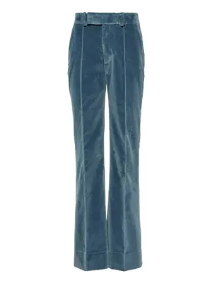 FRAME The Slim Stacked Velvet Trousers - Blue