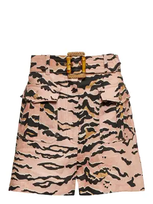 Zimmermann Matchmaker Safari Printed Linen Shorts - Multicoloured