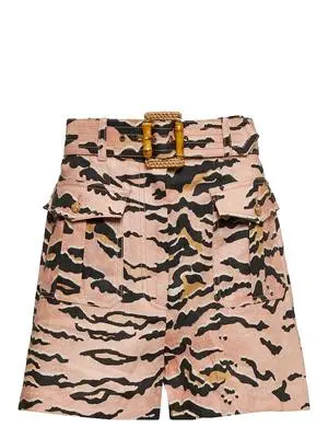 Zimmermann Matchmaker Safari Printed Linen Shorts - Multicoloured