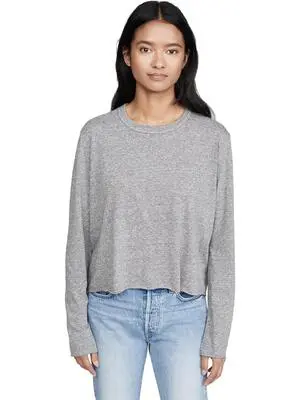 The Great. Long-sleeve Crop Tee - Heather Grey