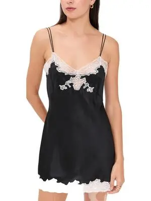 Only Hearts Silk Charmeuse Mini Slip - Black/vintage