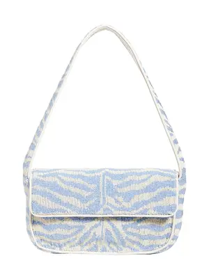 Staud Tommy Beaded Baguette - Light Blue/cream