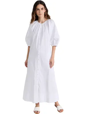 Staud Vincent Button-up Dress - White