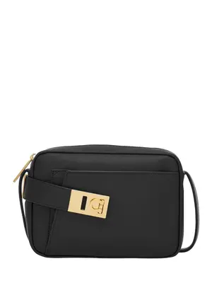 FERRAGAMO Gancini-buckle Leather Crossbody Bag - Black