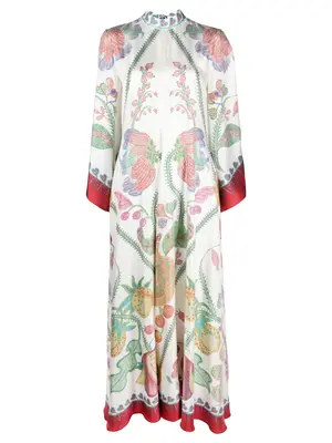 La DoubleJ Magnifico Flower Placée-print Maxi Dress - White