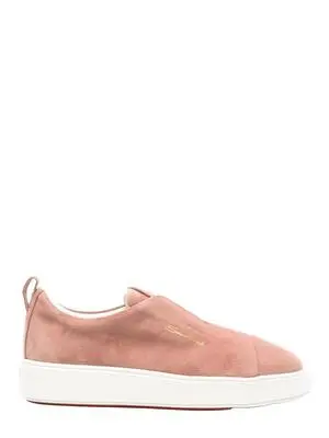 Santoni Logo-debossed Suede Slip-on Sneakers - Pink