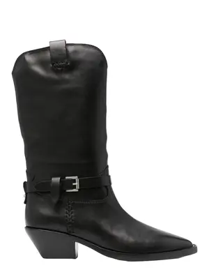 Ash Duran 55mm Leather Boots - Black