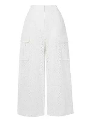 Zimmermann Matchmaker Broderie Anglaise Cotton Wide-leg Pants - White