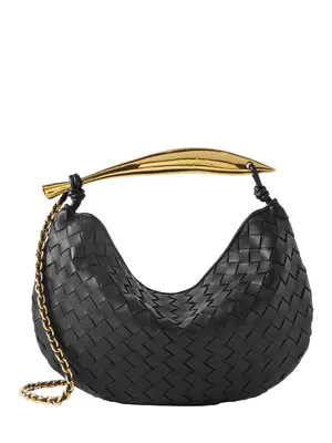 Bottega Veneta Sardine Small Intrecciato Leather Shoulder Bag - Black