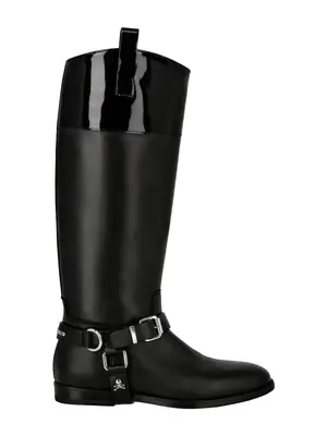 Philipp Plein Buckled Leather Knee-high Boots - Black