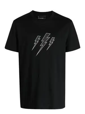 Neil Barrett Thunderbolt-print Cotton T-shirt - Black