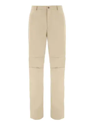 FERRAGAMO Logo-patch Cropped Trousers - Neutrals