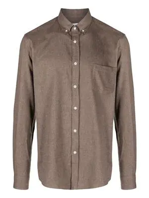 Sunspel Flannel Cotton Shirt - Brown