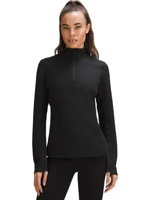 Lululemon Waffle-knit Half-zip Long-sleeve Top - Black