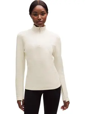 Lululemon Waffle-knit Half-zip Long-sleeve Top - Light Ivory