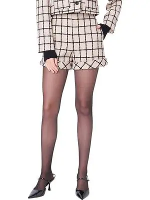 English Factory Plaid Cuffed Shorts - Beige/black