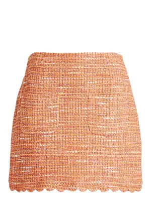 Maje Cotton-blend Bouclé-tweed Mini Skirt - Orange