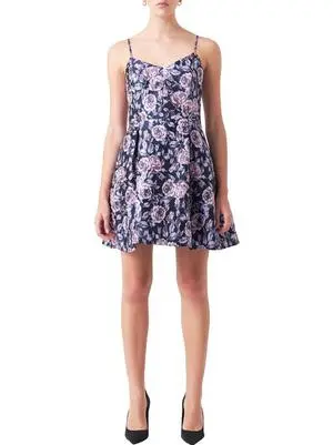 Endless Rose Floral Jacquard Minidress - Purple Multi