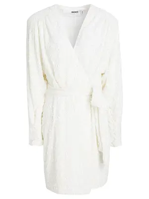 Remain Birger Christensen Sequined Mini Wrap Dress - White