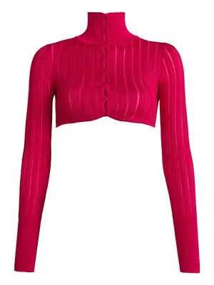 Alaïa Crinoline Cropped Cardigan - Pink