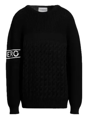 Iceberg Sweater In Virgin Wool Blend With Logo - Black