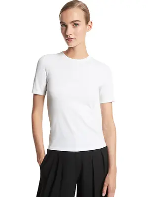 Michael Kors Stretch Viscose Short-sleeve Sweater - White