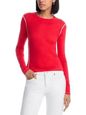 RE/DONE Semi Sheer Cotton Tee - Roja With White