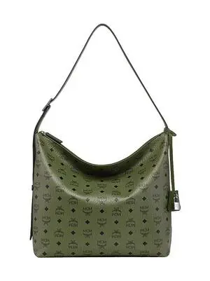 Mcm Aren Large Visetos Hobo Bag - Khaki Moss