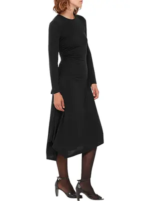 Whistles Asymmetric Jersey Midi Dress - Black