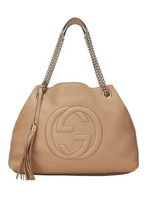 Gucci Leather Soho Chain Tote - Beige
