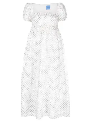 MACGRAW Samantha Micro-dot Print Midi Dress - White