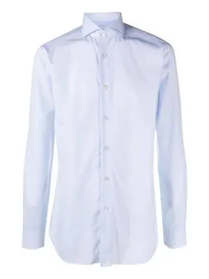 XACUS Spread-collar Cotton Shirt - Blue
